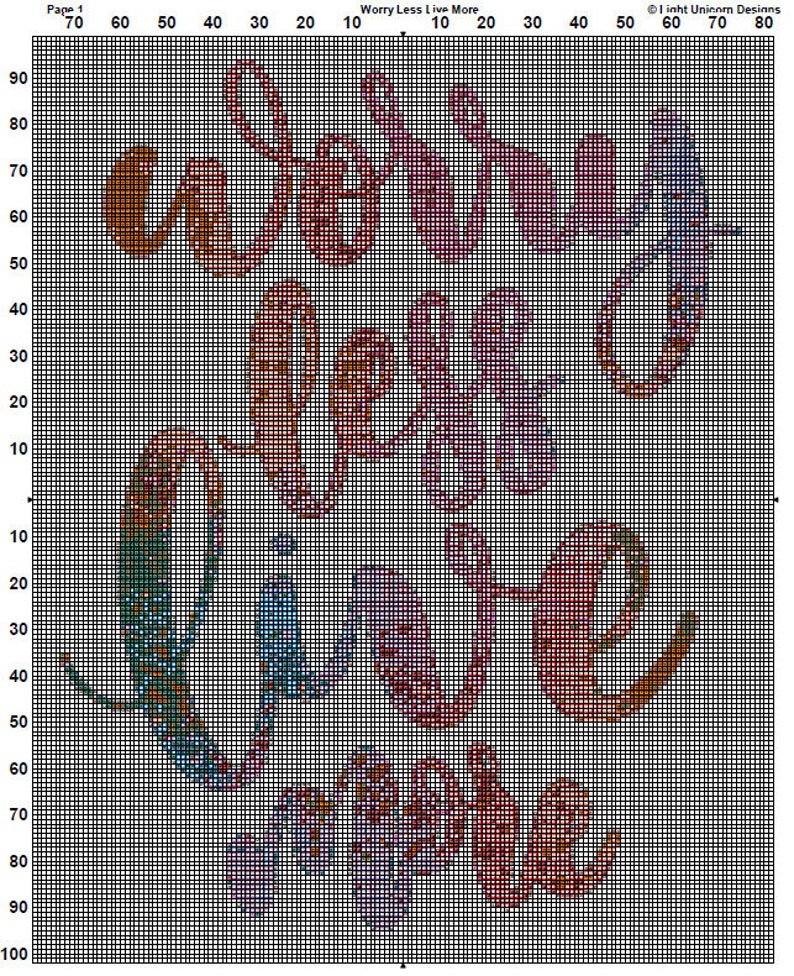 Worry Less Live More Cross Stitch Pattern Instant PDF Download ...