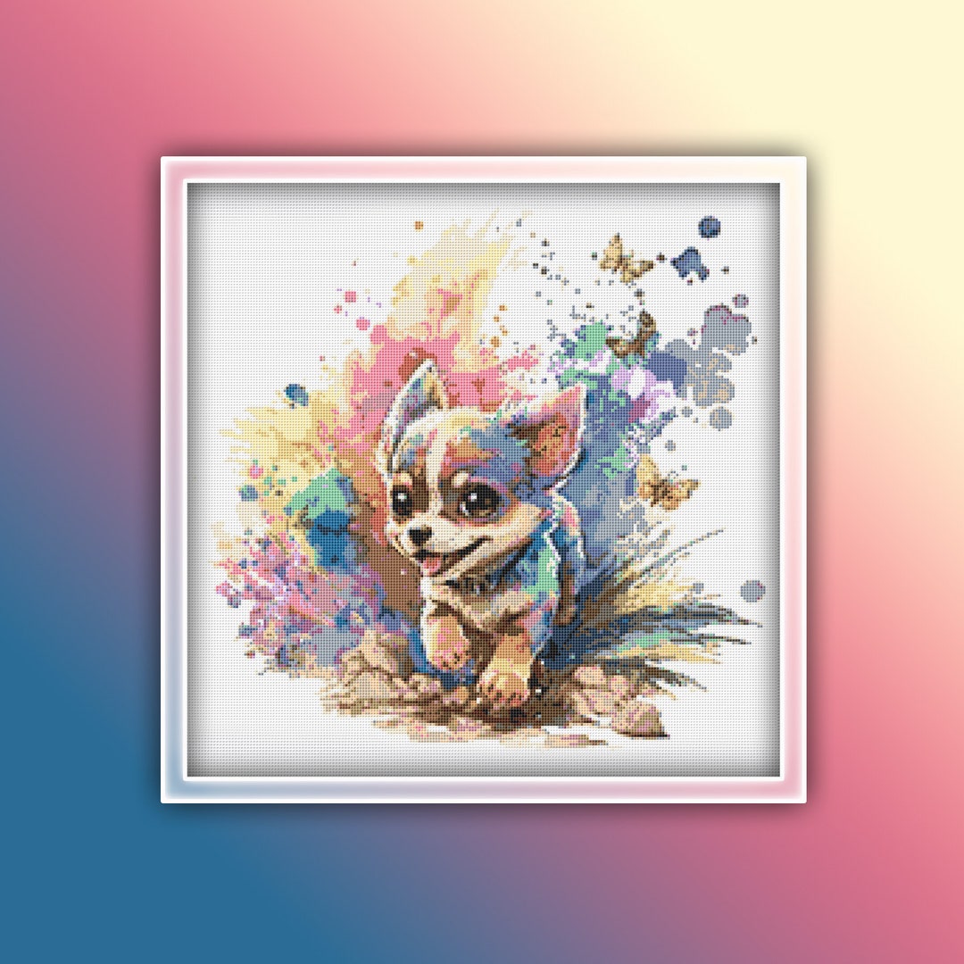 Puppy Cross Stitch Pattern 5 Instant PDF Download - Cute Rainbow Puppy ...