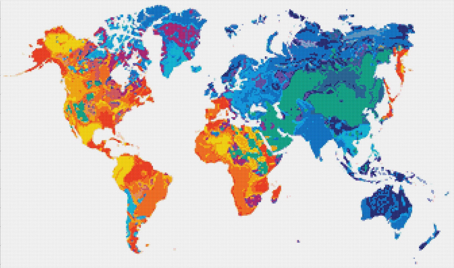 World Map Cross Stitch Pattern 3 Instant PDF Download Earth | Etsy