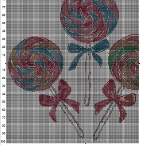 Lollipop Cross Stitch Pattern 1 Instant PDF Download - Candy Watercolor ...