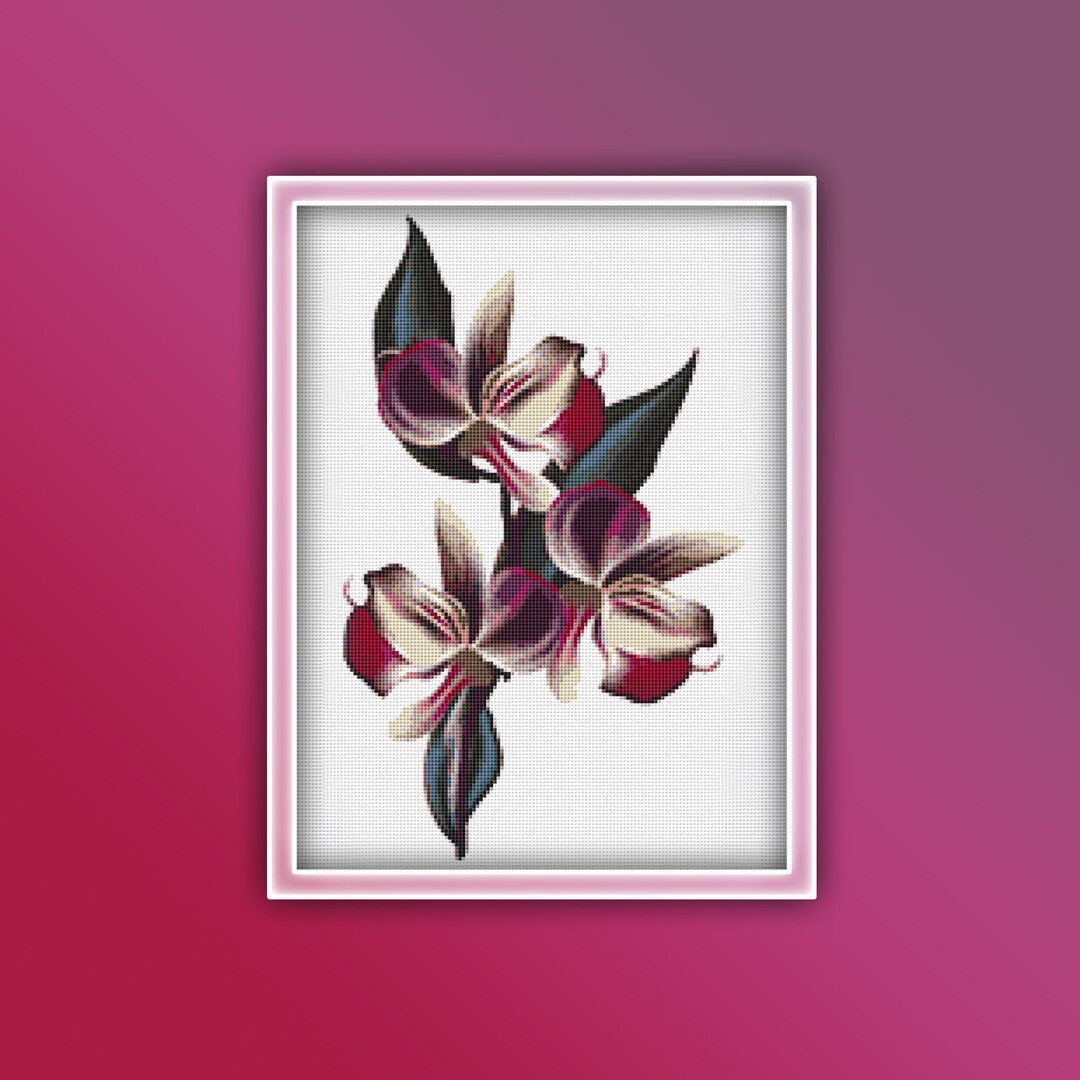 Orchid Cross Stitch Pattern 8 Instant PDF Download - Flowers Watercolor ...