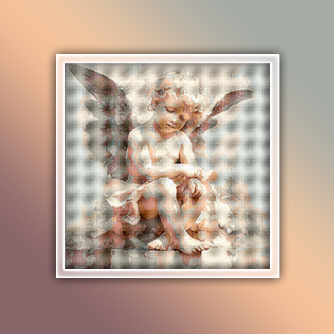Cherub Cross Stitch Pattern 2 Instant PDF Download - Angel Watercolor ...