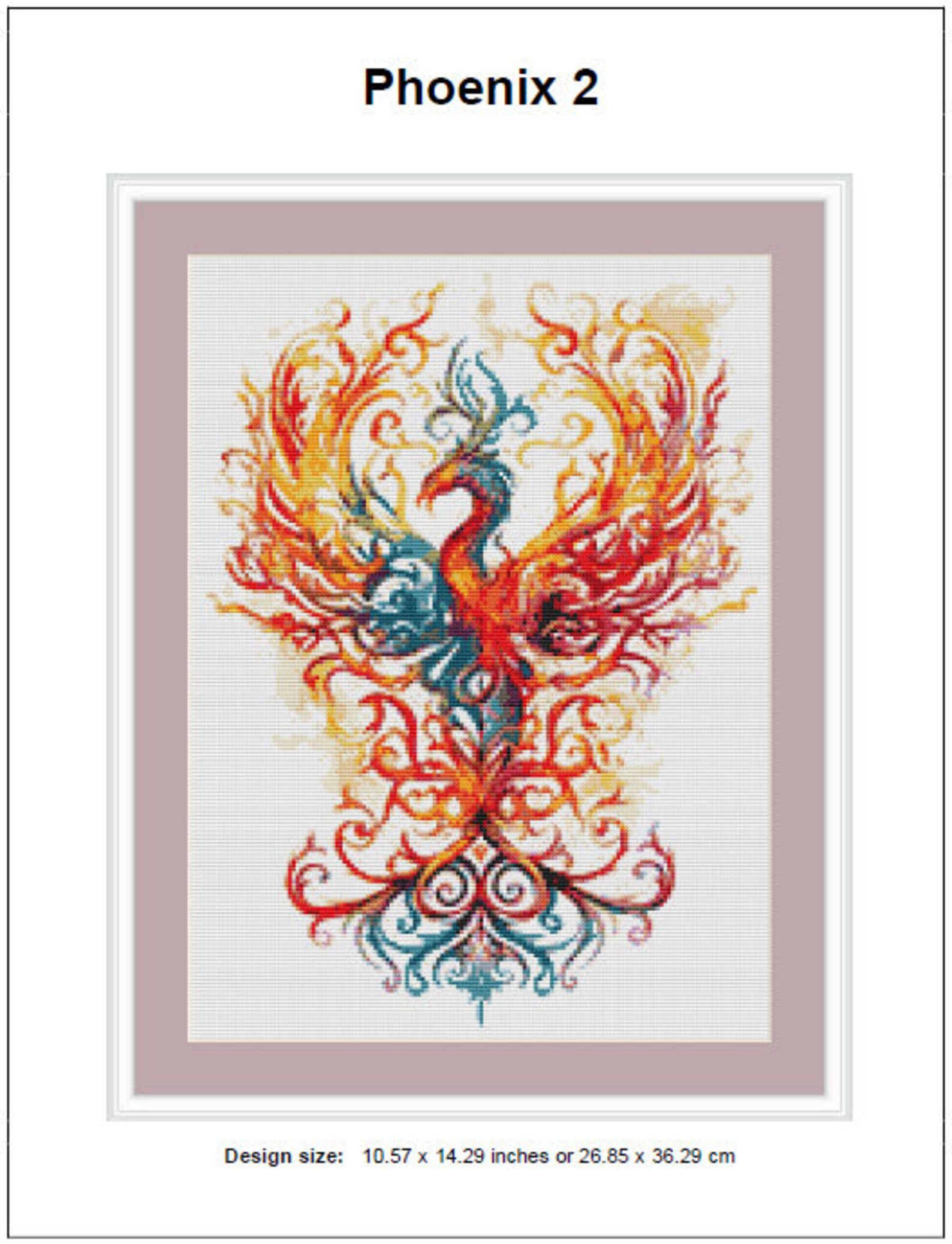 Phoenix Bird Cross Stitch Pattern 2 Instant PDF Download - Phoenix ...