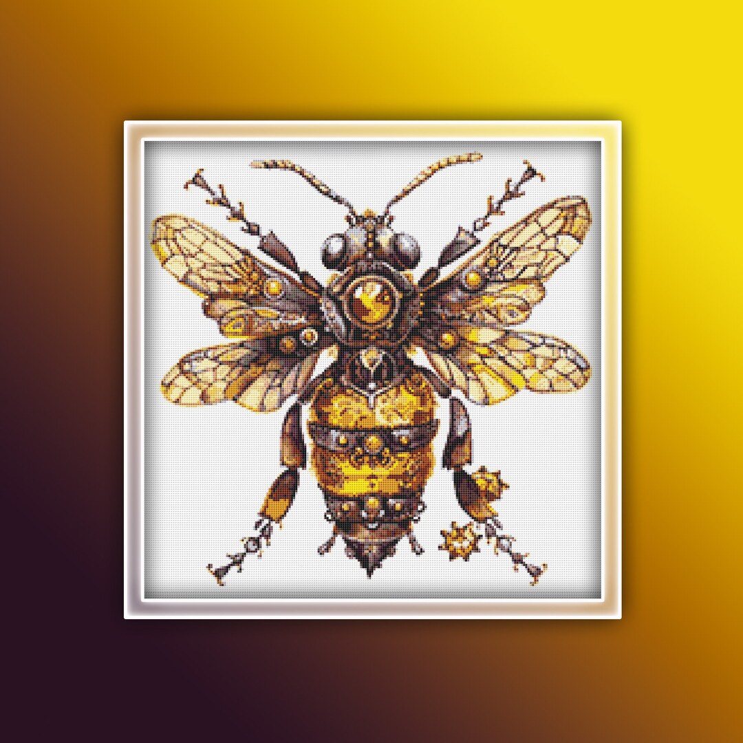 Steampunk Bee Cross Stitch Pattern 2 Instant PDF Download - Steampunk ...