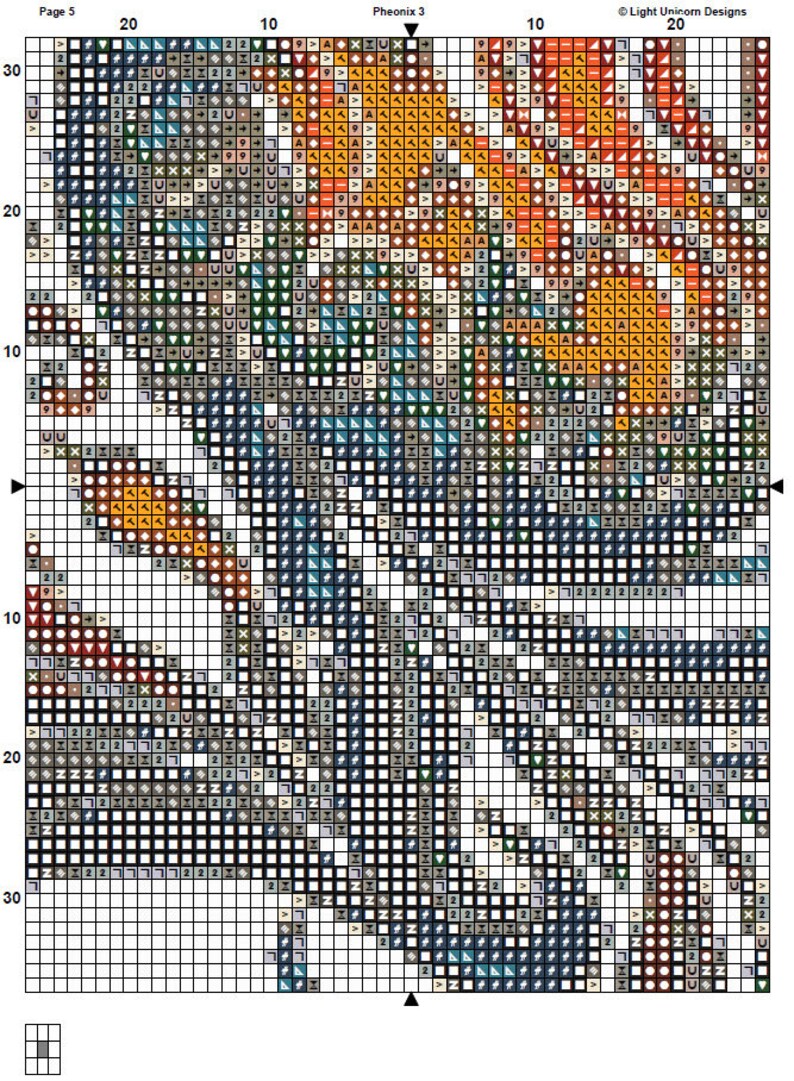 Phoenix Bird Cross Stitch Pattern 3 Instant PDF Download - Phoenix ...