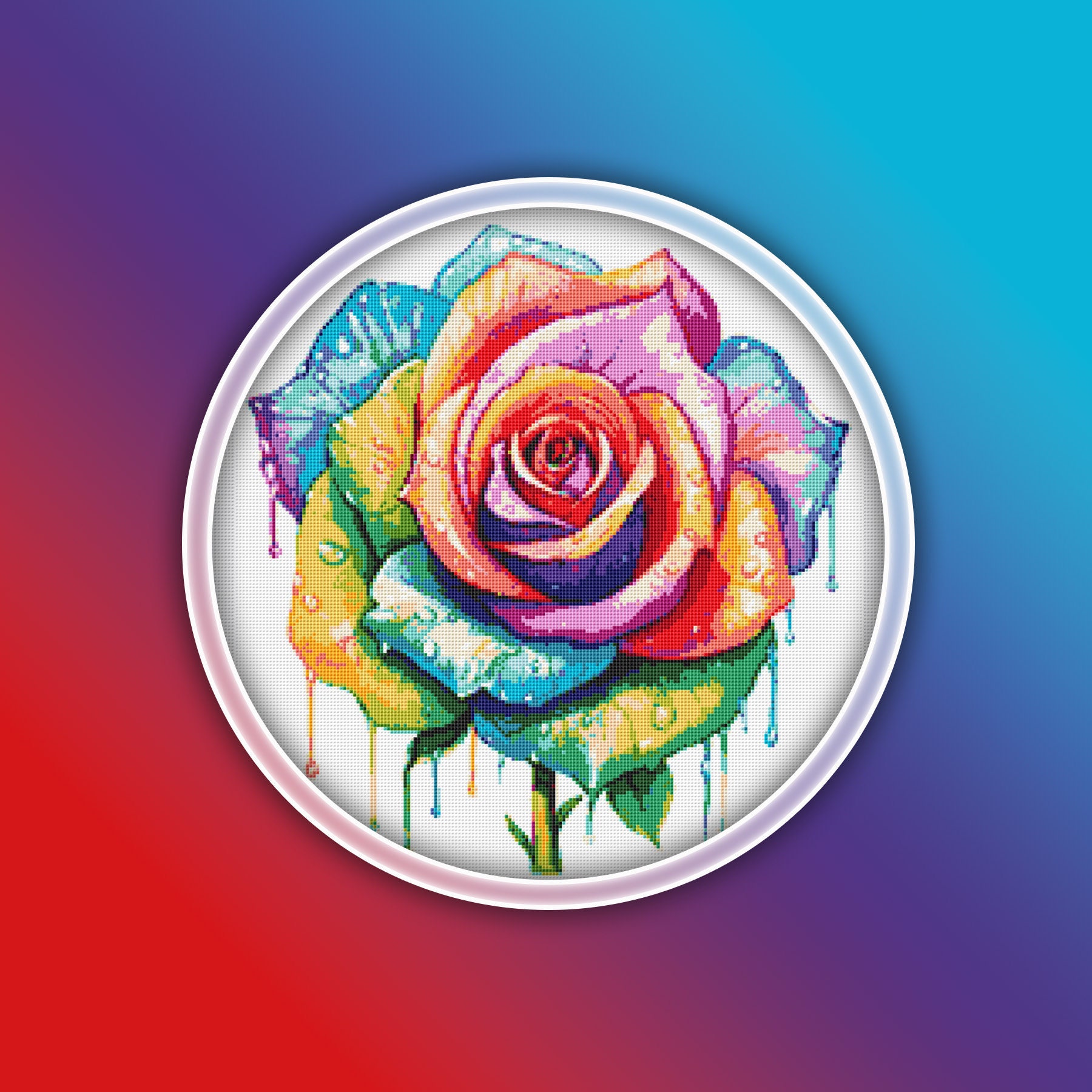 Rainbow Rose Drawing