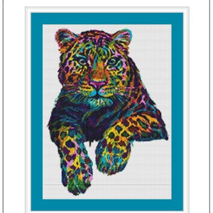Leopard Cross Stitch Pattern 8 Instant PDF Download - Rainbow Leopard ...