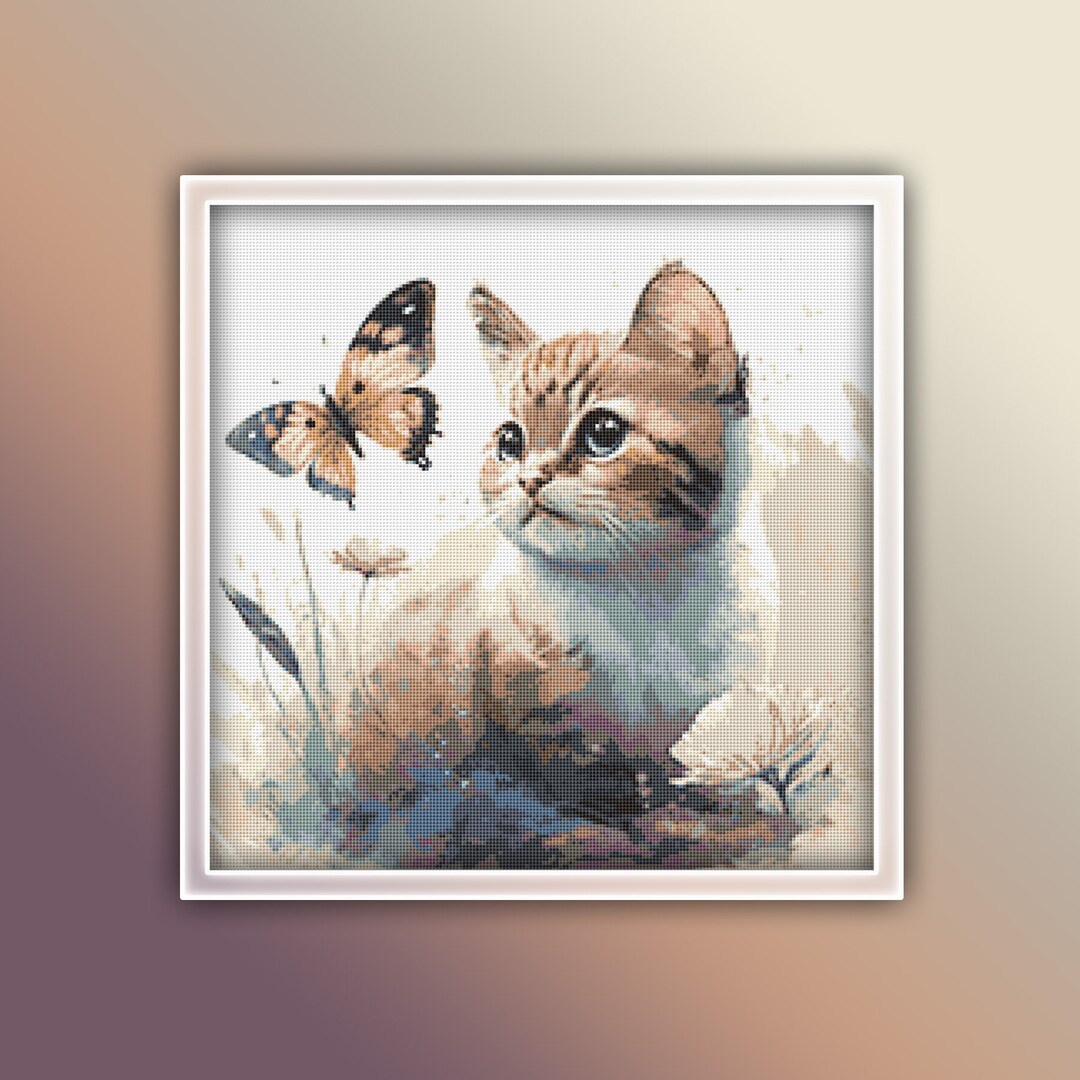 Cat Cross Stitch Pattern 33 Instant PDF Download - Kitty Watercolor ...