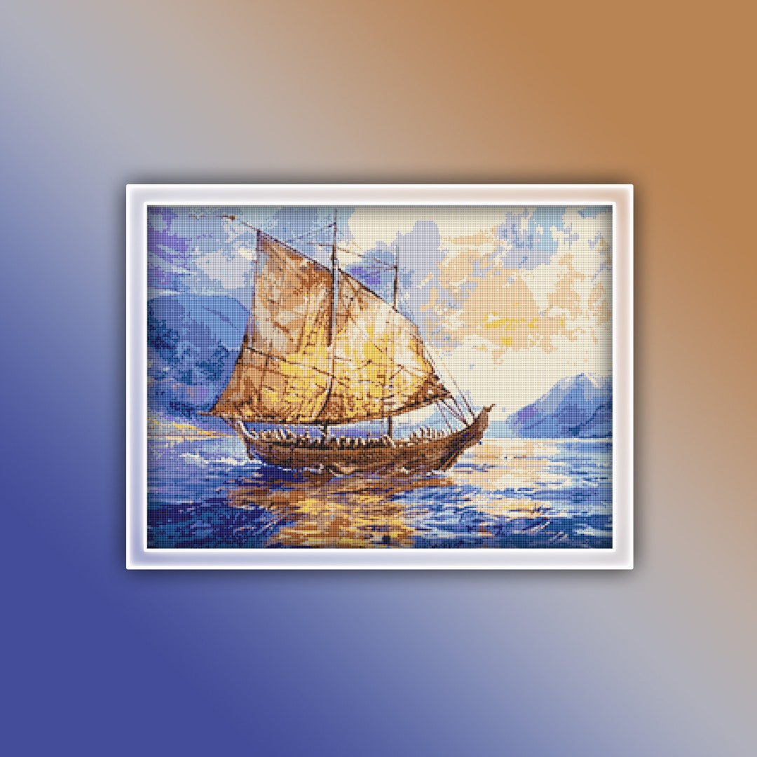 Sail Boat Cross Stitch Pattern 2 Instant PDF Download - Ship Watercolor ...