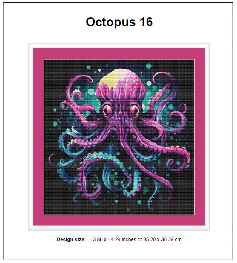 Octopus Cross Stitch Pattern 16 Instant PDF Download - Octopus ...