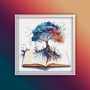 Tree Book Cross Stitch Pattern 1 Instant PDF Download - Reading ...