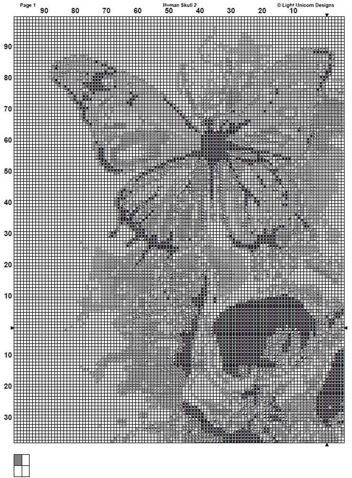 Human Skull Cross Stitch Pattern 2 Instant PDF Download - Splash Skull ...