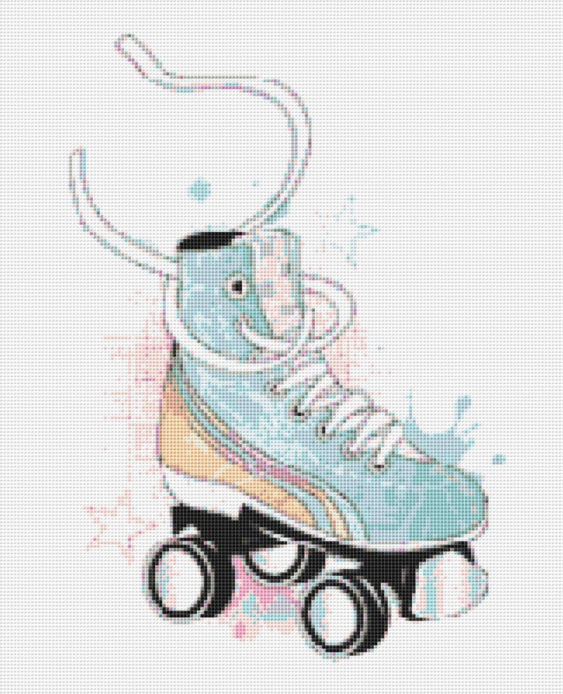 Roller Skate Cross Stitch Pattern 1 Instant PDF Download - Etsy