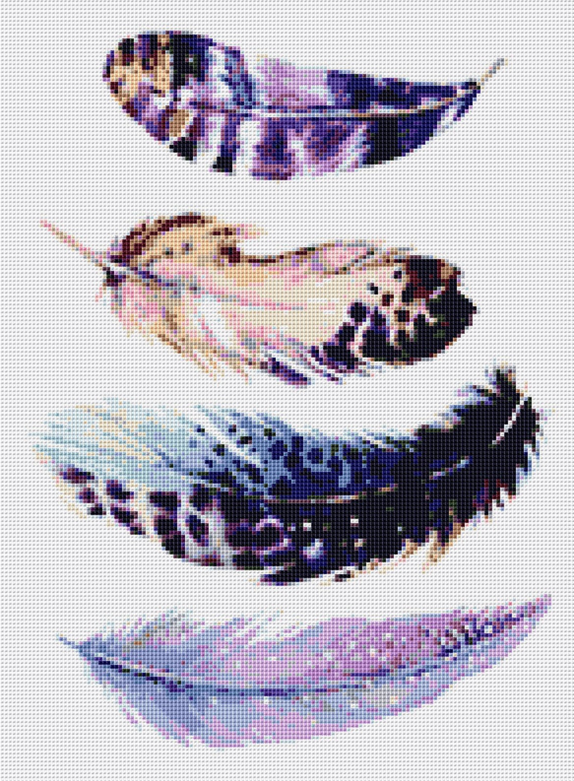 Feathers Cross Stitch Pattern 7 Instant PDF Download Feather - Etsy UK