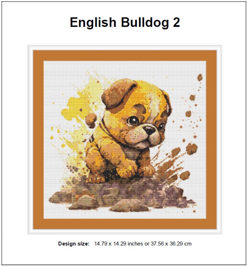 English Bulldog Cross Stitch Pattern 2 Instant PDF Download - Bulldog ...