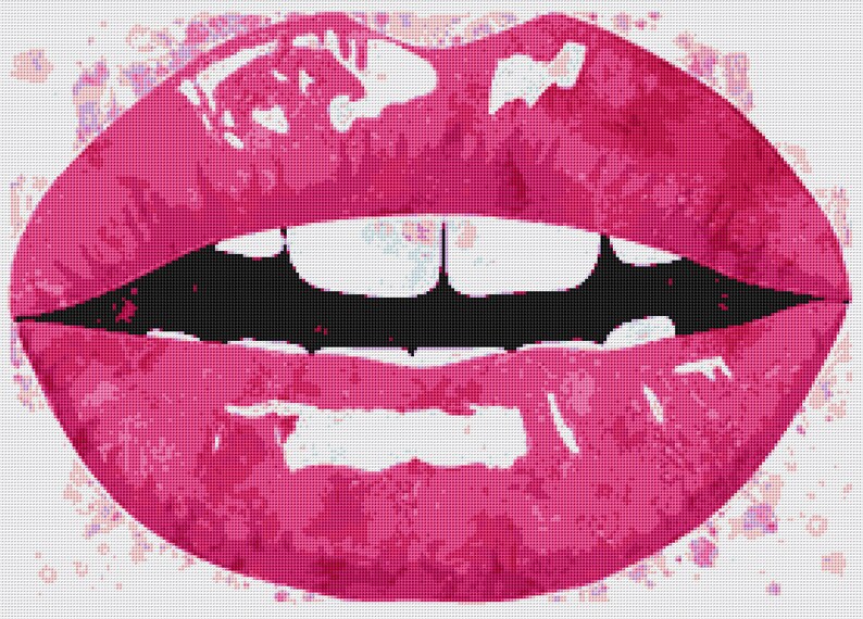Pink Lips Cross Stitch Pattern 1 Instant PDF Download Pink | Etsy