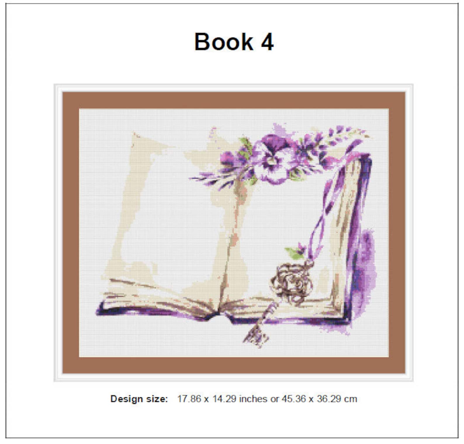 Book Cross Stitch Pattern 4 Instant PDF Download Reading Watercolor ...