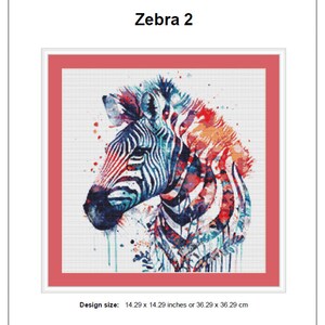 Zebra Cross Stitch Pattern 2 Instant PDF Download - Zebra Watercolor ...