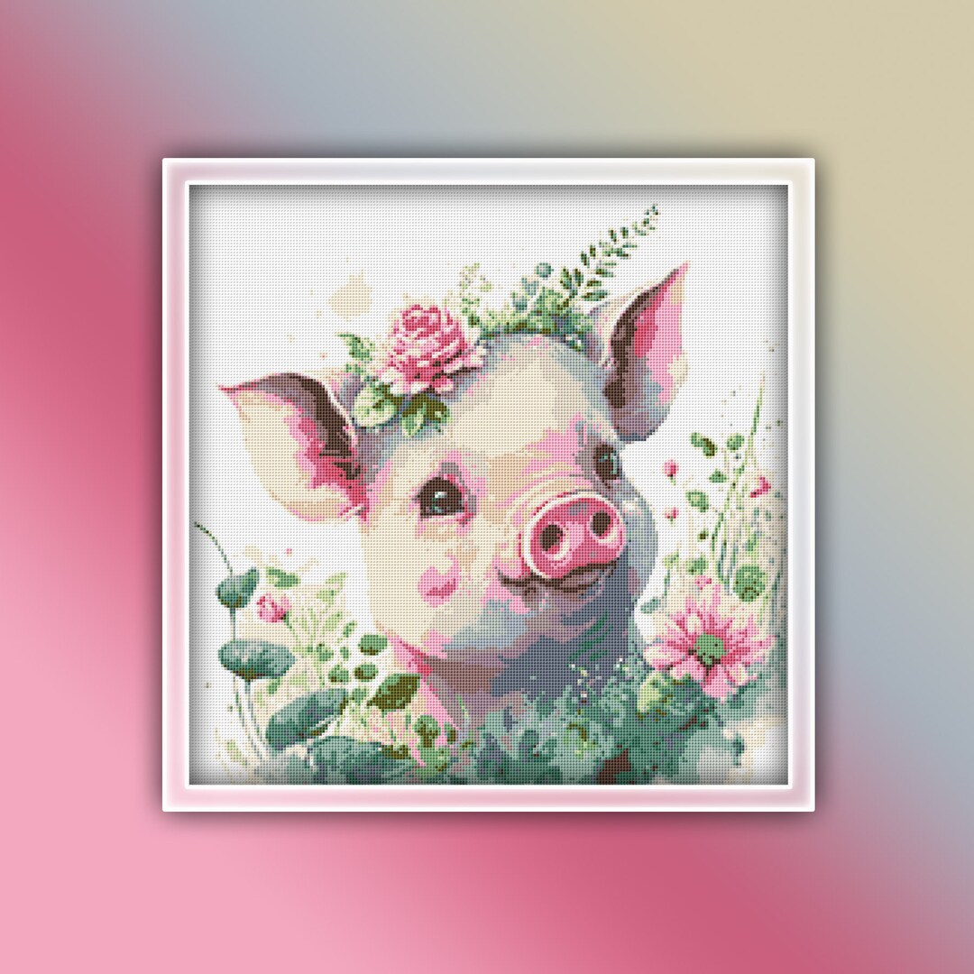 Pig Cross Stitch Pattern 7 Instant PDF Download - Potbelly Pig ...