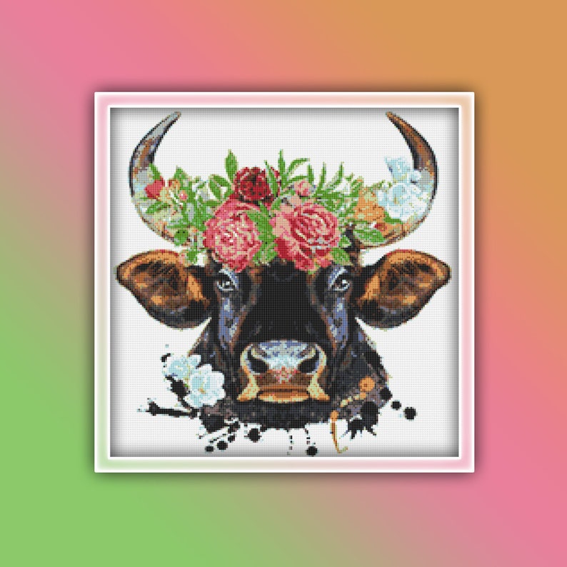 Cow Cross Stitch Pattern 1 Instant PDF Download Cow - Etsy