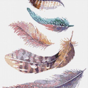 Feathers Cross Stitch Pattern 15 Instant PDF Download Feather - Etsy