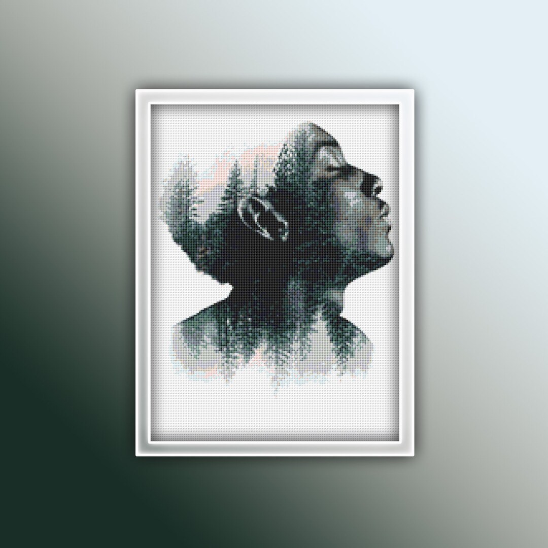Forest Man Art Cross Stitch Pattern Instant PDF Download - Black Man ...