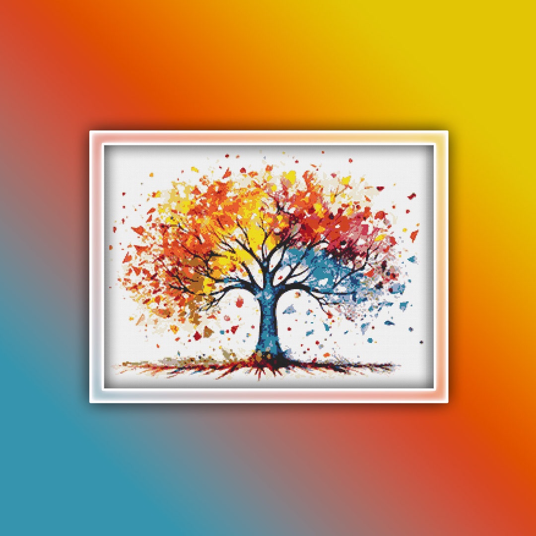 Rainbow Tree Cross Stitch Pattern 4 Instant PDF Download - Seasons Tree ...