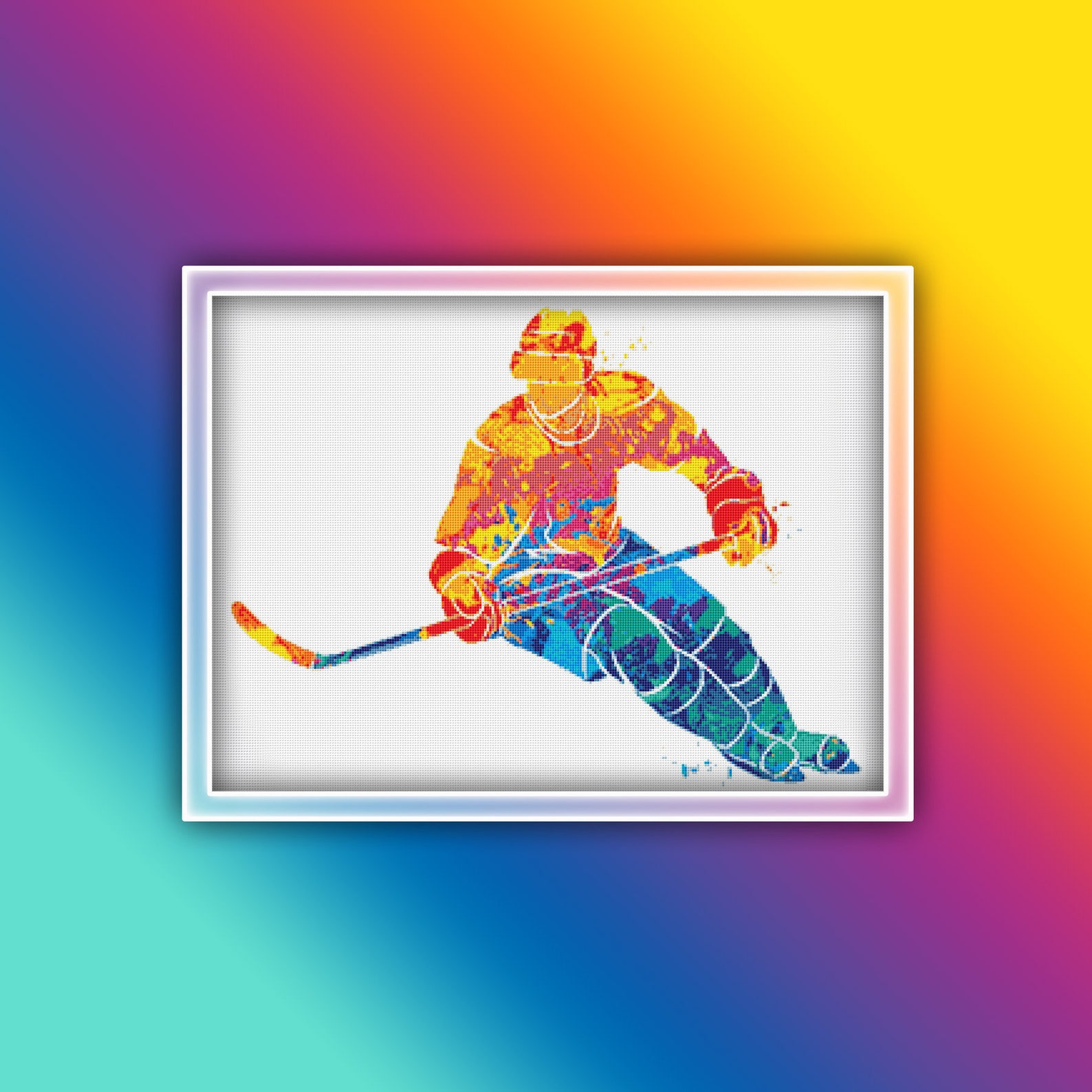 Hockey Player Cross Stitch Pattern 4 Instant PDF Download - Etsy
