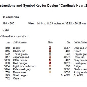 Cardinals Heart Cross Stitch Pattern 2 Instant PDF Download ...