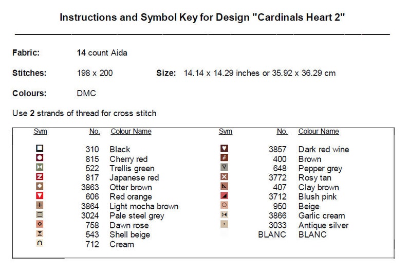 Cardinals Heart Cross Stitch Pattern 2 Instant PDF Download - Etsy