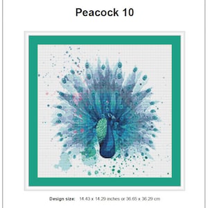 Peacock Cross Stitch Pattern 10 Instant PDF Download - Peacock ...