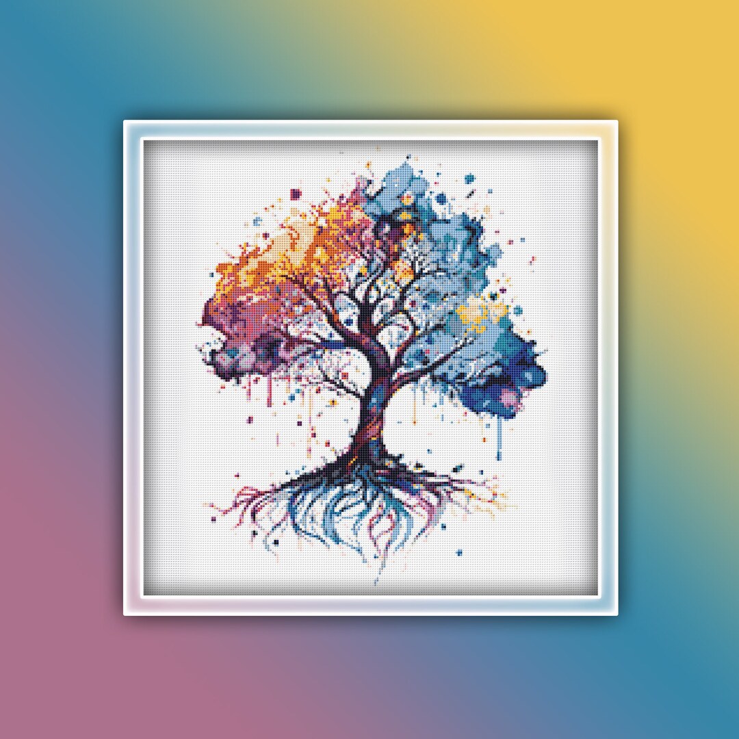 Seasons Tree Cross Stitch Pattern 4 Instant PDF Download - Seasons Tree ...