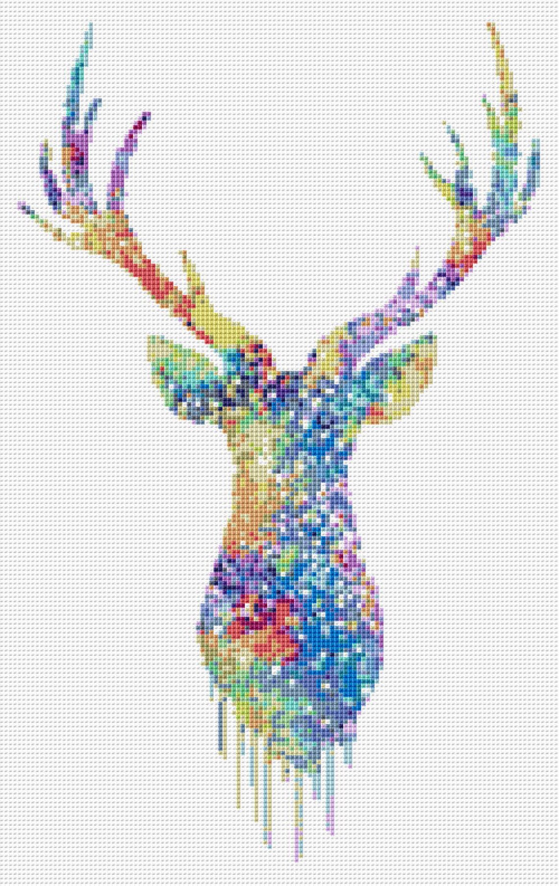 Deer Cross Stitch Pattern 19 Instant PDF Download Deer | Etsy