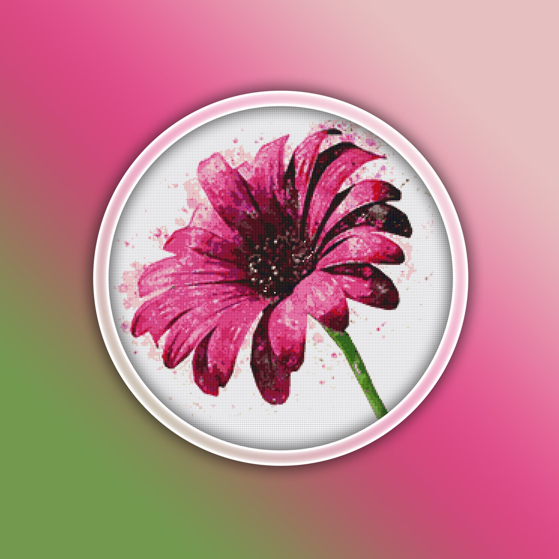 Pink Daisy Cross Stitch Pattern Instant PDF Download - Pink Daisy ...