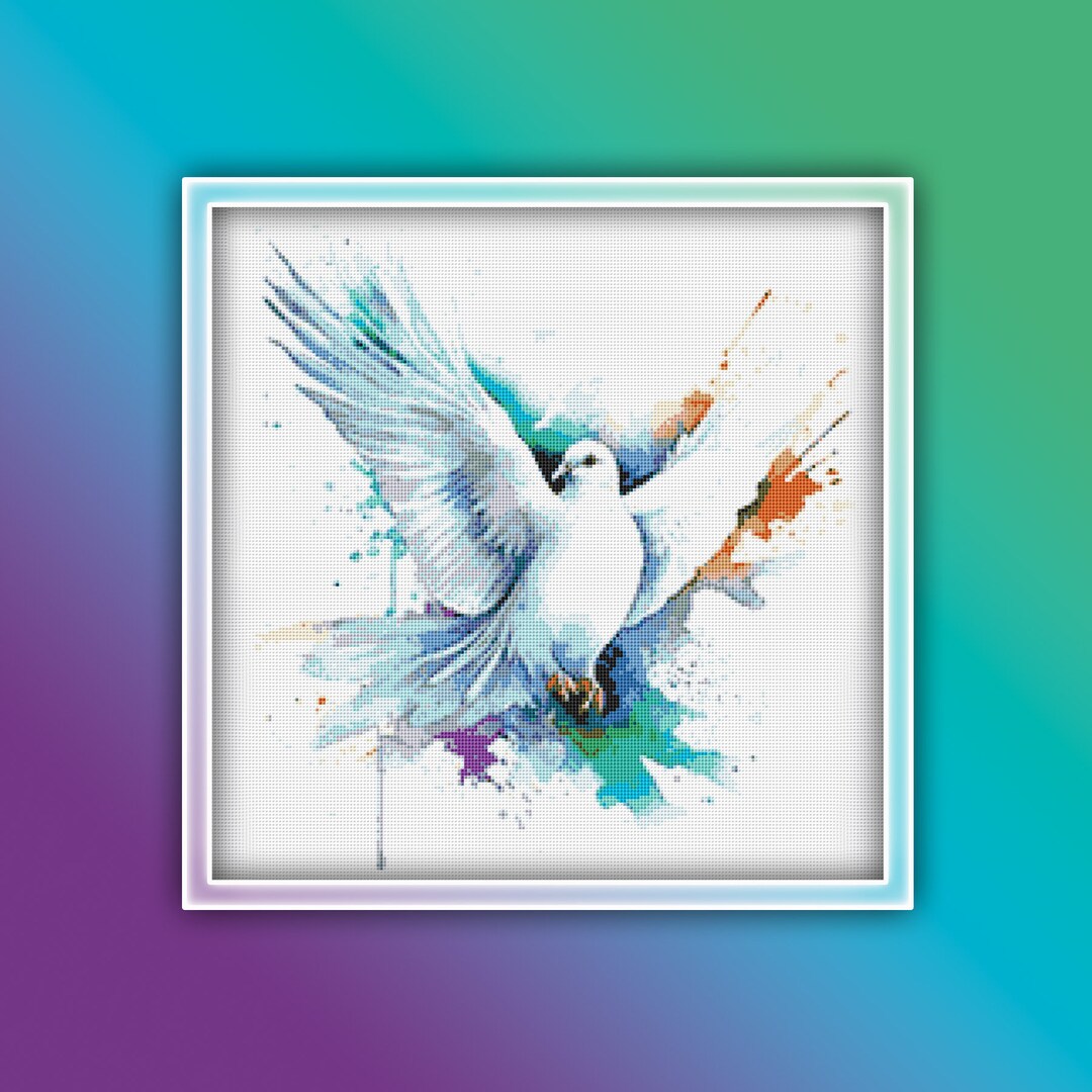 Dove Cross Stitch Pattern 4 Instant PDF Download - Dove Watercolor ...