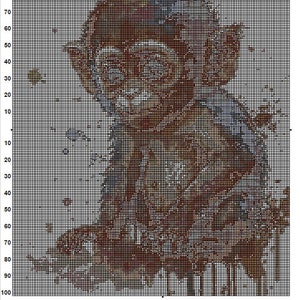 Monkey Cross Stitch Pattern 7 Instant PDF Download - Monkey Watercolor ...
