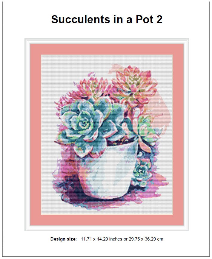 Succulents in a Pot Cross Stitch Pattern 2 Instant PDF Download ...