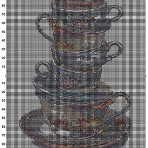 Tea Cups Cross Stitch Pattern 1 Instant PDF Download - Tea Watercolor ...