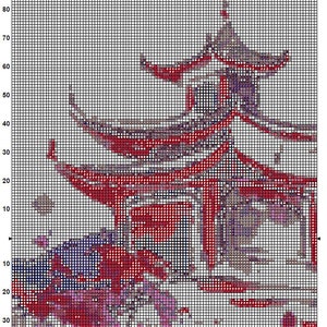 Japan Cross Stitch Pattern Instant PDF Download - Tree Watercolor Cross ...