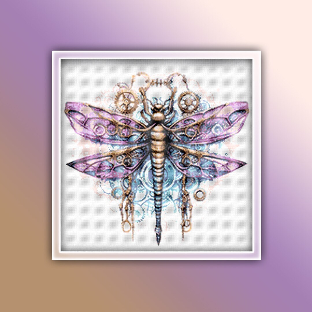 Steampunk Dragonfly Cross Stitch Pattern 1 Instant PDF Download ...