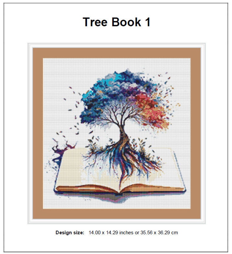 Tree Book Cross Stitch Pattern 1 Instant PDF Download - Reading ...