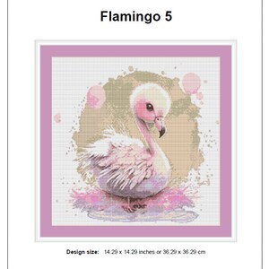 Flamingo Cross Stitch Pattern 5 Instant PDF Download - Flamingo ...