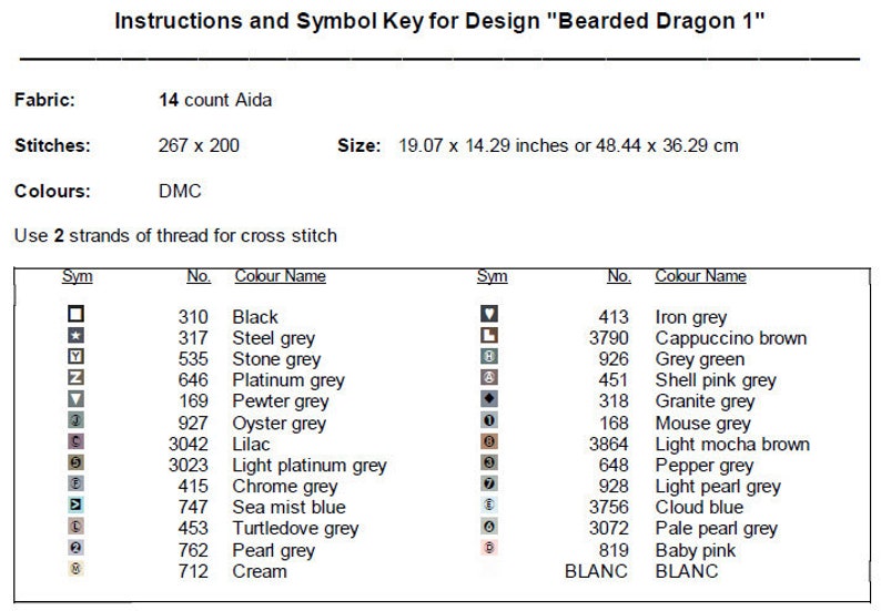 Bearded Dragon Cross Stitch Pattern 1 Instant PDF Download - Iguana ...