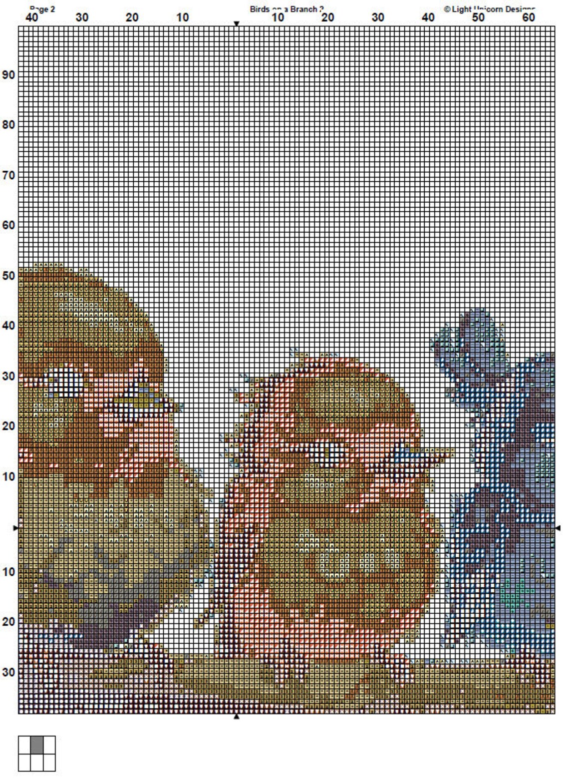 Birds on a Branch Cross Stitch Pattern 2 Instant PDF Download - Orange ...