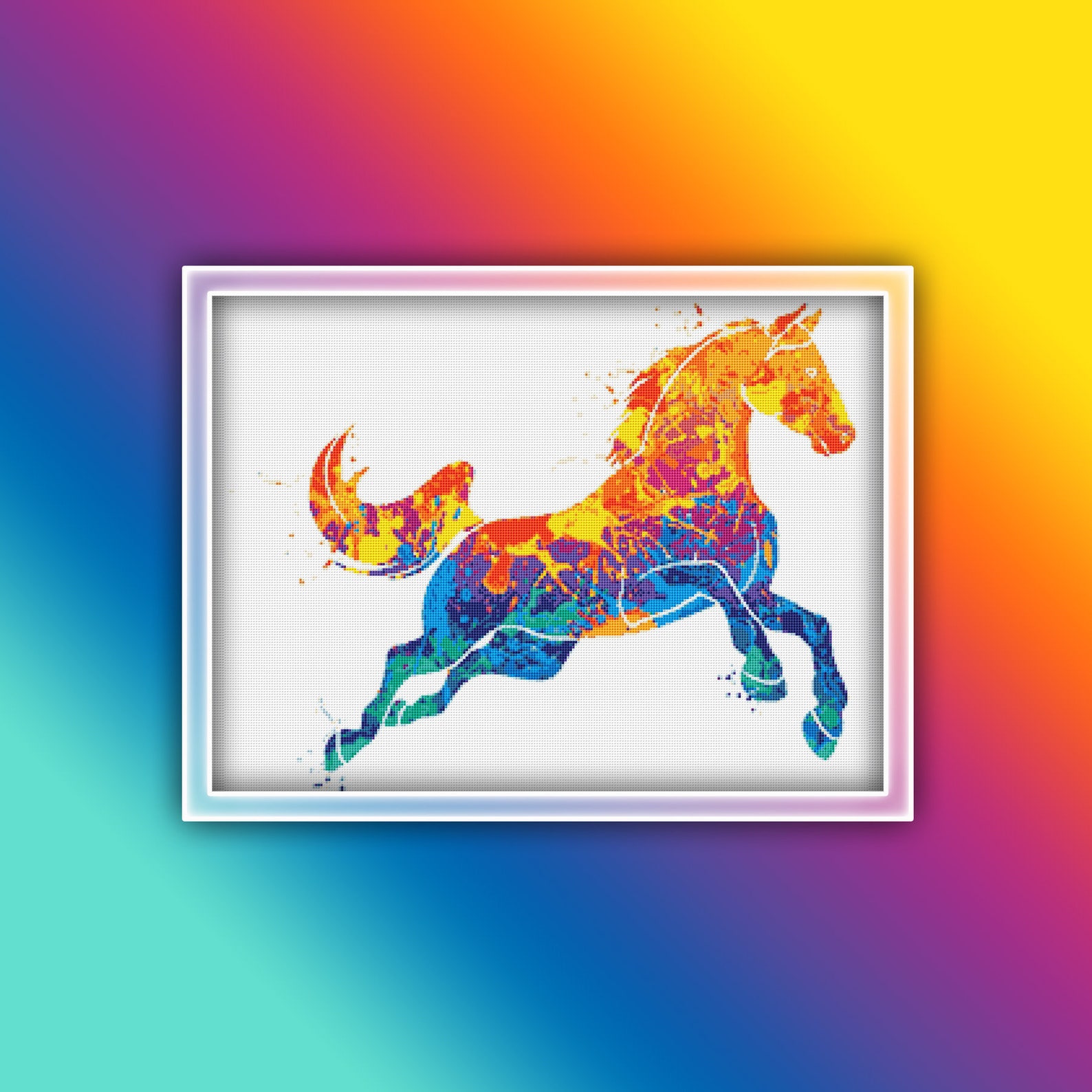Galloping Horse Cross Stitch Pattern Instant PDF Download - Running ...