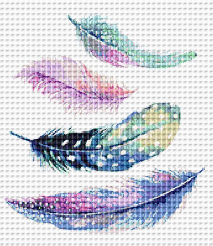 Feather Cross Stitch Pattern 8 Instant PDF Download Feather - Etsy