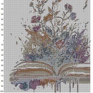 Flower Books Cross Stitch Pattern 4 Instant PDF Download - Reading ...