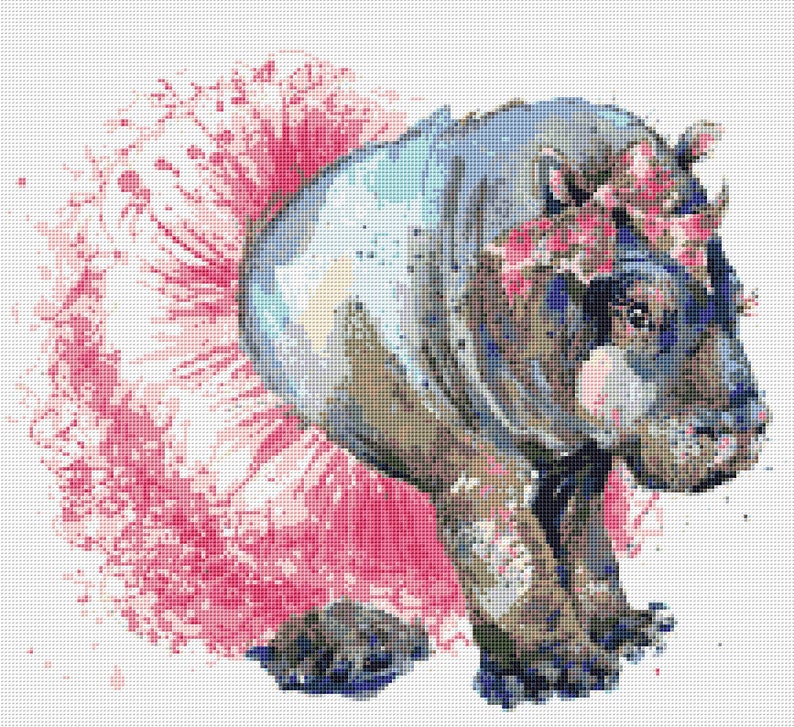 Ballerina Hippo Cross Stitch Pattern 1 Instant PDF Download - Etsy