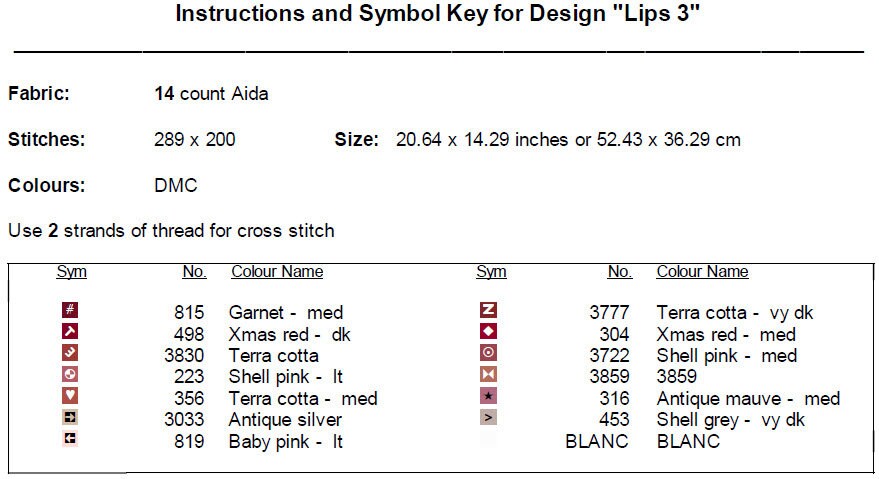 Lips Cross Stitch Pattern 3 Instant PDF Download Red Lips | Etsy