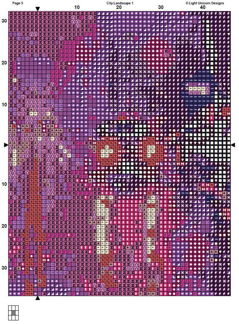 City Landscape Cross Stitch Pattern Instant PDF Download - Rain on the ...